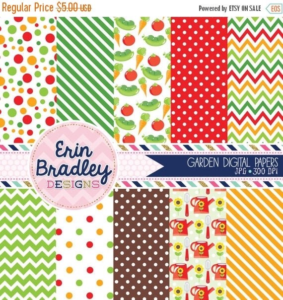 60% OFF SALE Garden Digital Paper Pack with by ErinBradleyDesigns