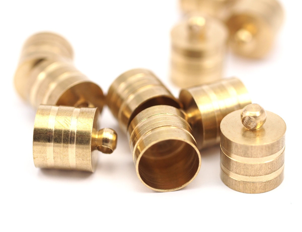 Brass End Cap 12 Raw Brass End Cap Cord Tip 10mm Cord End