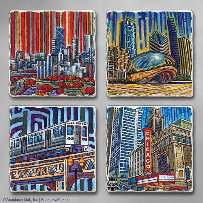 Chicago coasters Chicago coaster set Chicago landmarks