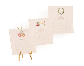 Items similar to Black and White Striped 2015 Desk Calendar on Etsy