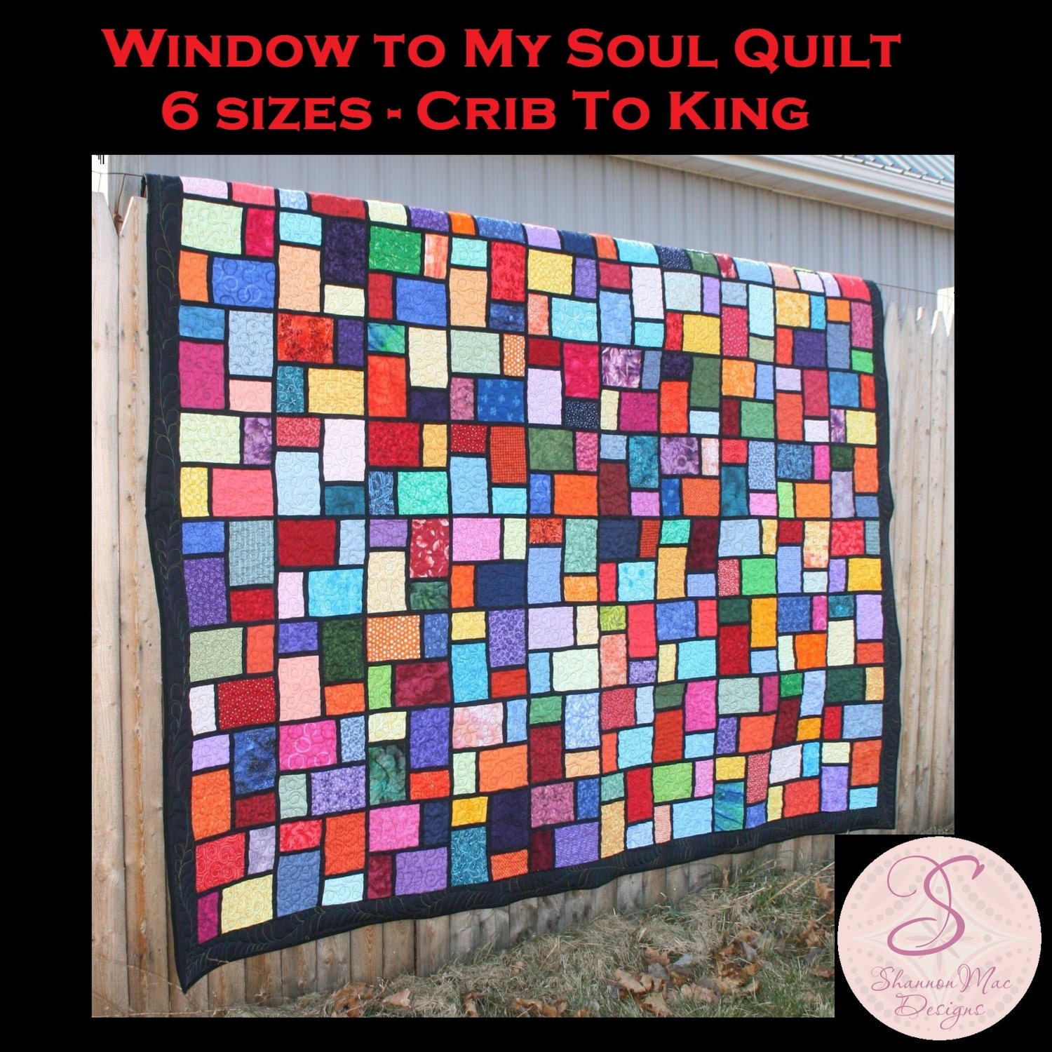 Stained Glass Quilt PDF Pattern in multiple sizes Window to
