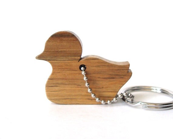 Duck Silhouette Key Chain Simple Outline Wood by OohLookItsARabbit