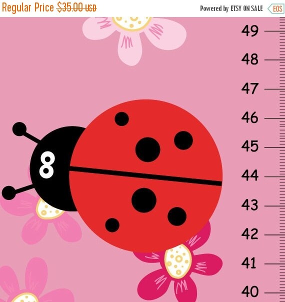 ON SALE 20% OFF Kids Growth Chart Lady Bug by KidODesignStudio