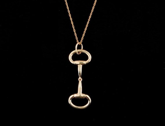 14K Yellow Gold D-Ring Snaffle Bit Necklace by DanielLeslieJewelry