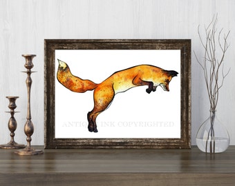 Unique leaping fox related items | Etsy