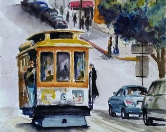 Trolley painting | Etsy