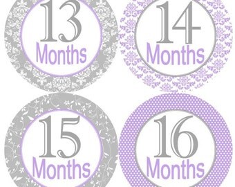 Baby Monthly Milestone Growth Stickers Grey by GinaMarieOriginals