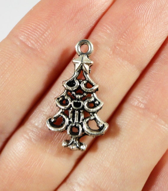 Silver Christmas Tree Charms 23x13mm Antique Silver Christmas