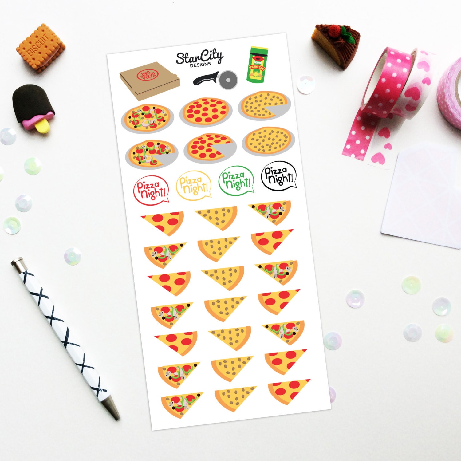 Pizza Stickers Pizza Planner Stickers Pizza Night stickers