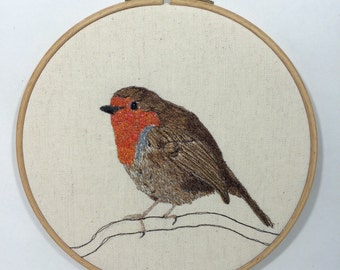 Robin embroidery | Etsy