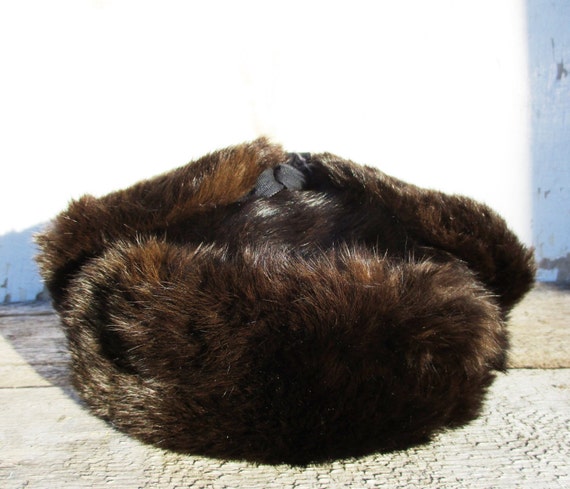 Rabbit Fur Hat Soviet Ushanka Vintage Headwear Russian