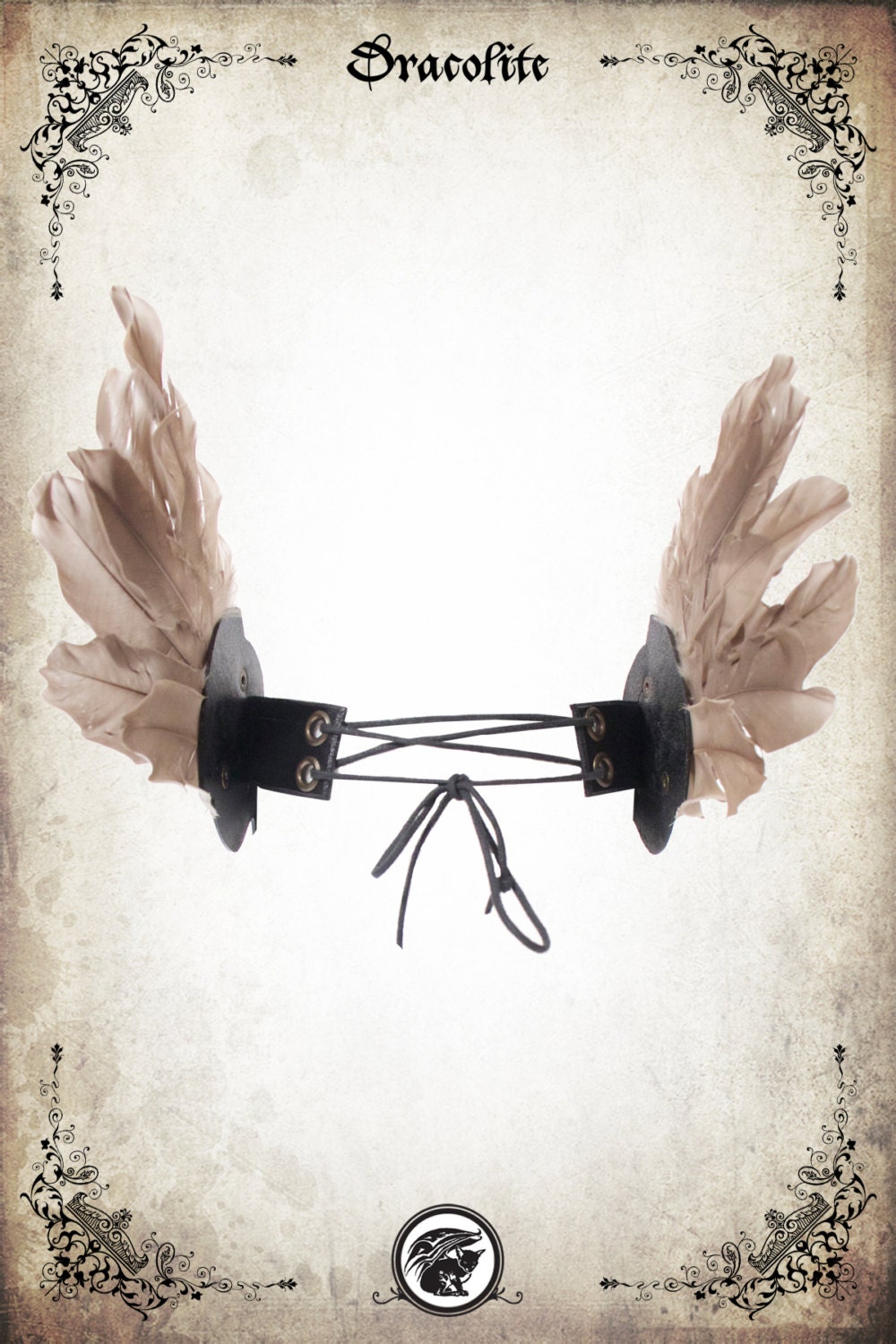 Valkyrie Algiz Leather Headdress feather head tribal by Dracolite