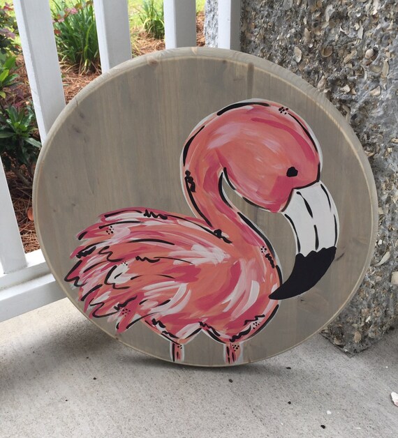 18 Round Wood Flamingo Painting Custom Order