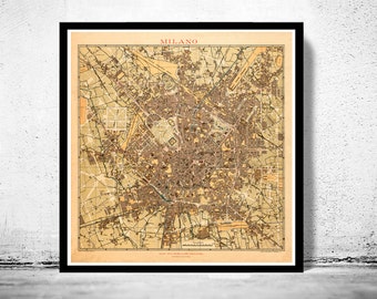 Old Map of Milan Milano Italia 1700 Antique Vintage Map Italy