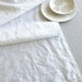 Plain white linen table runner handmade rustic home decor