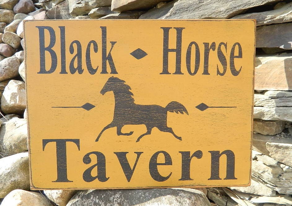 Custom Black Horse Tavern Sign for by BluffPointFolkArt on Etsy
