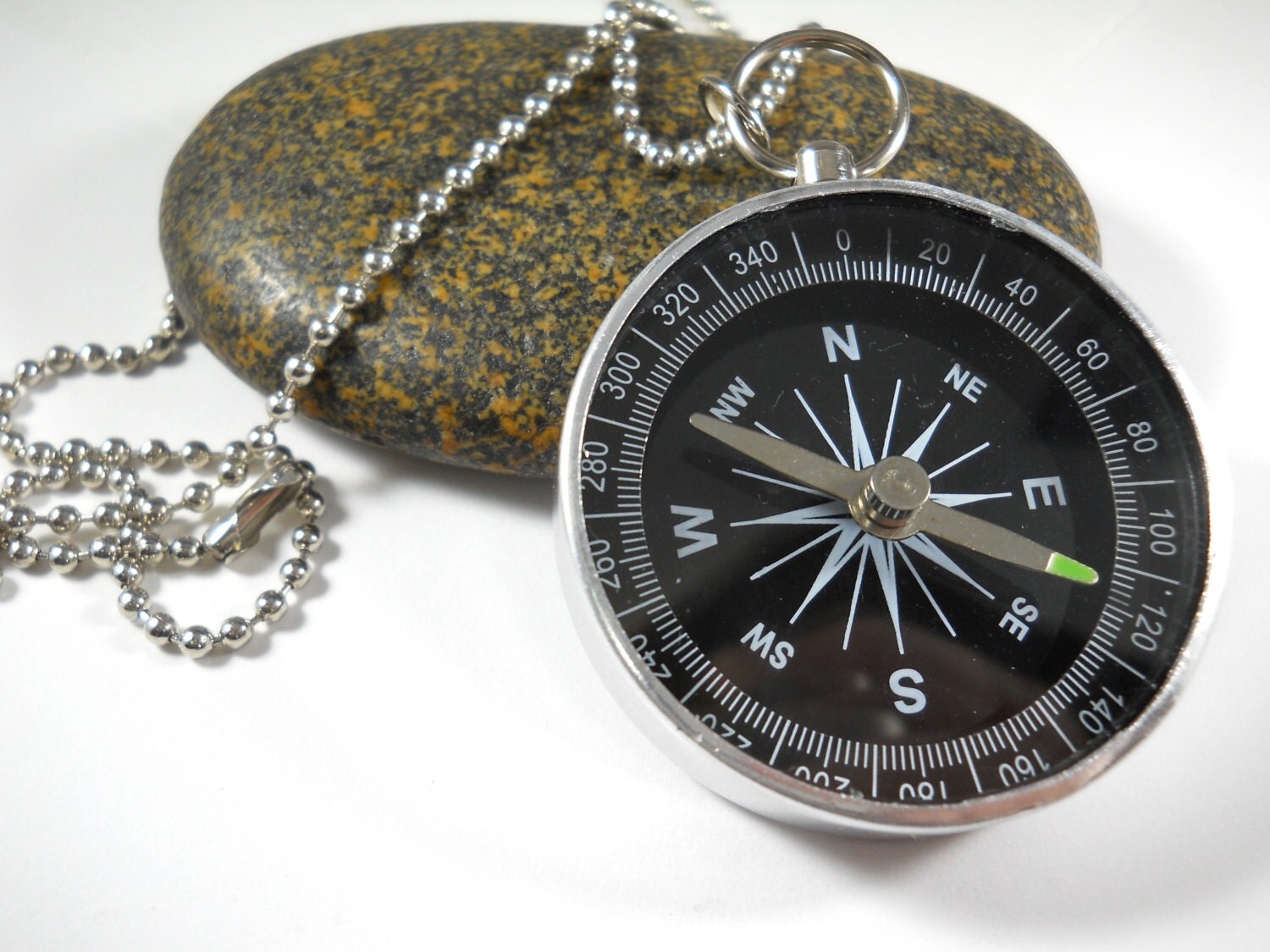 Stainless Steel Compass Pendant Necklace Compass Charm