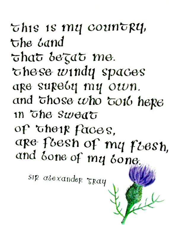 Scottish Poem Quote Calligraphy Scottish thistle Alexander
