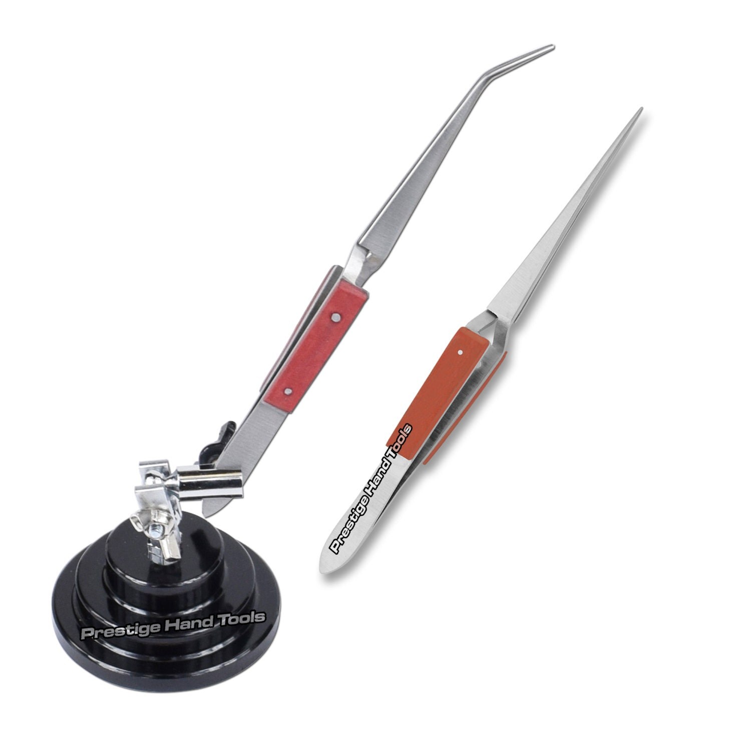 Prestige 3rd Third Hand Base & 2 Soldering Tweezers Curved