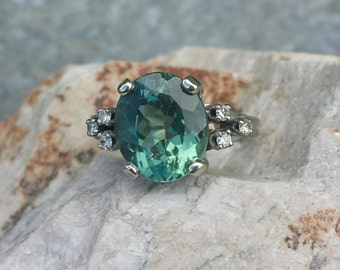 Teal diamond ring | Etsy