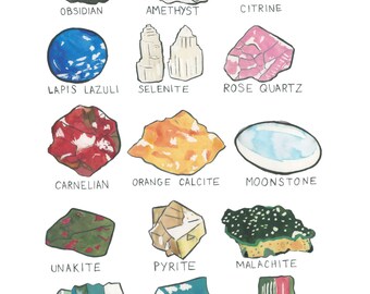 Unique minerals drawing related items | Etsy
