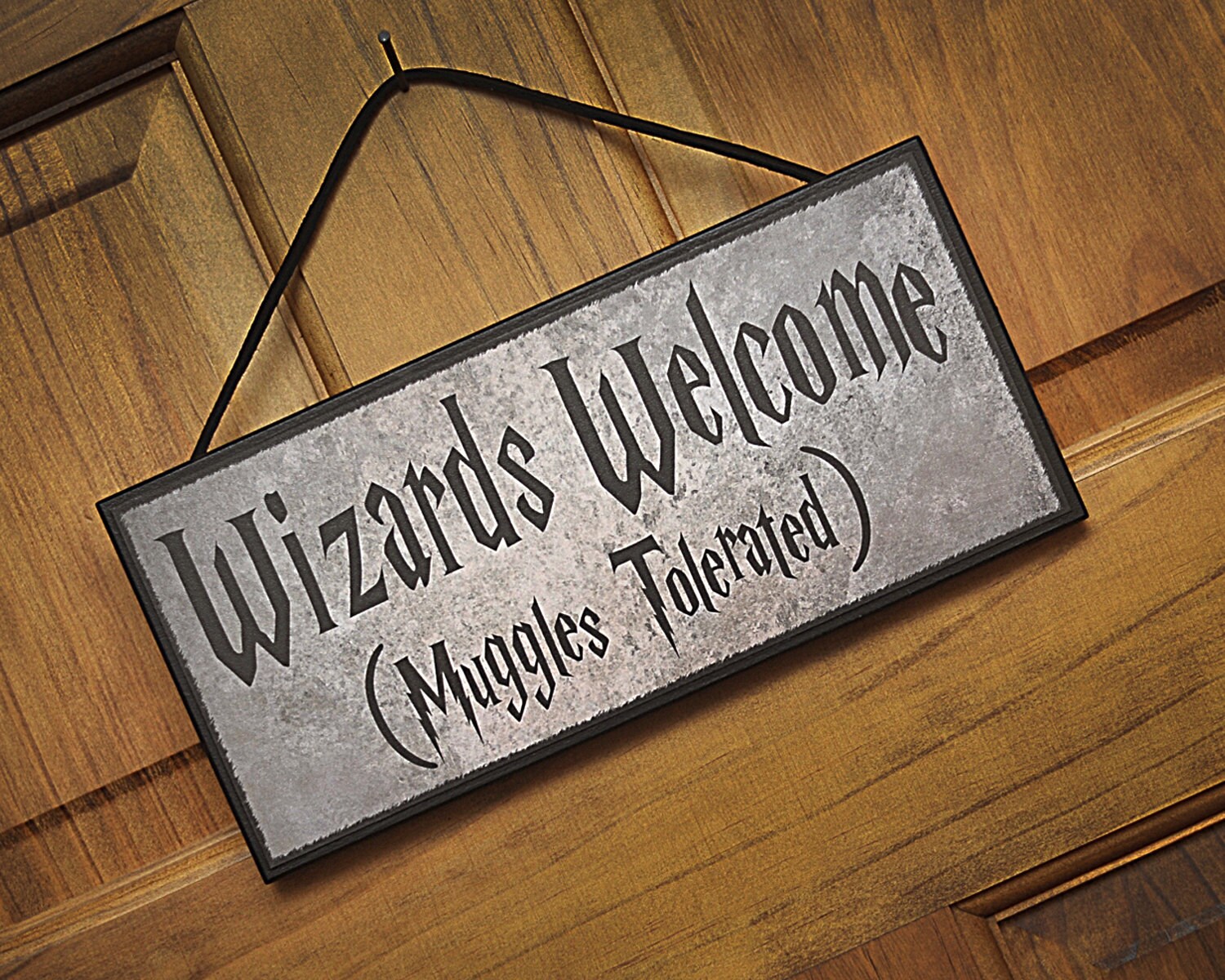 Humorous Plaque/Sign. Wizards Welcome Muggles Tolerated.