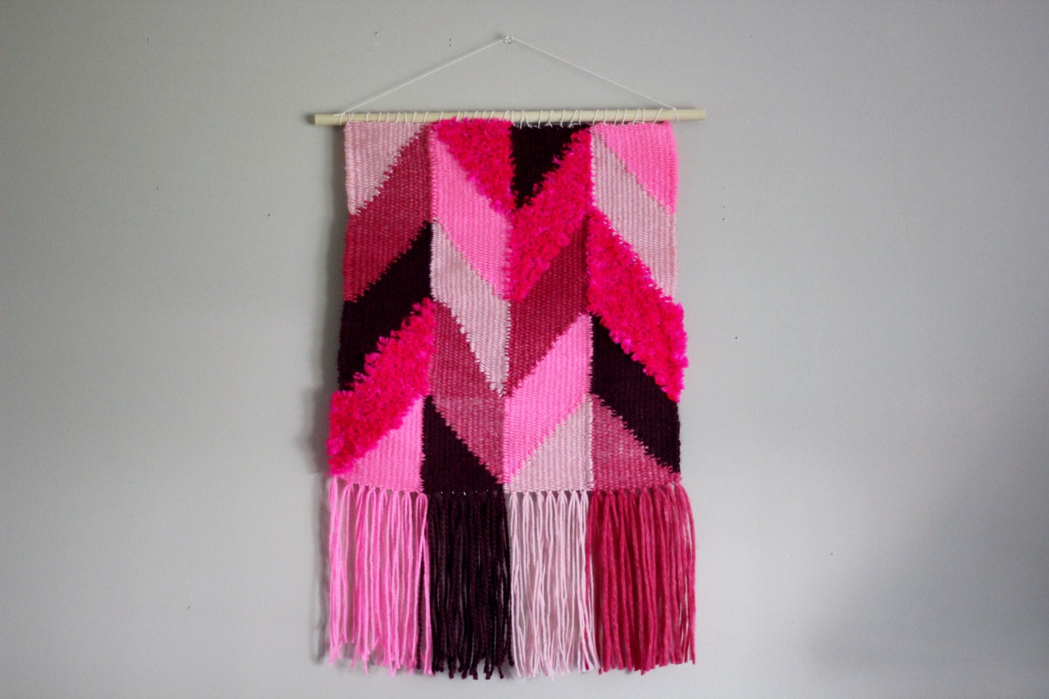 Weaving Bright Pink Woven Wall Hanging