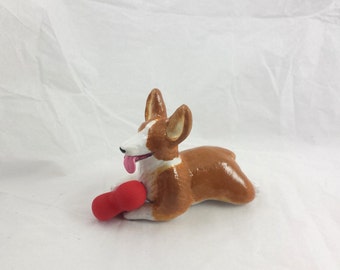 Items similar to Animal totem polymer clay corgi sculpture on Etsy