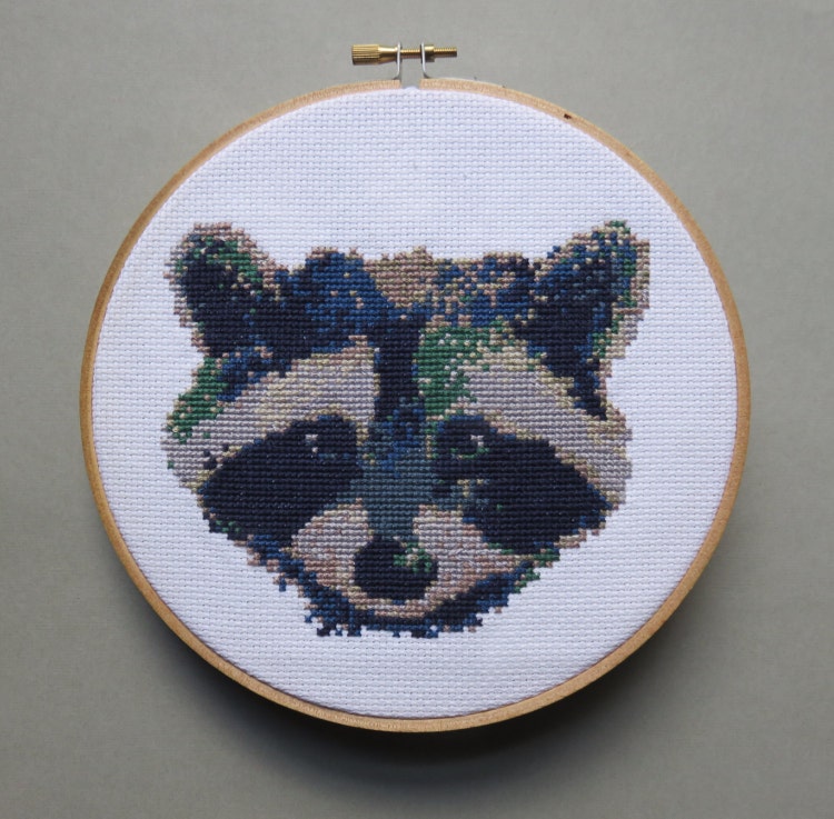 Portrait of a Raccoon Cross Stitch Pattern by pacificstitchery