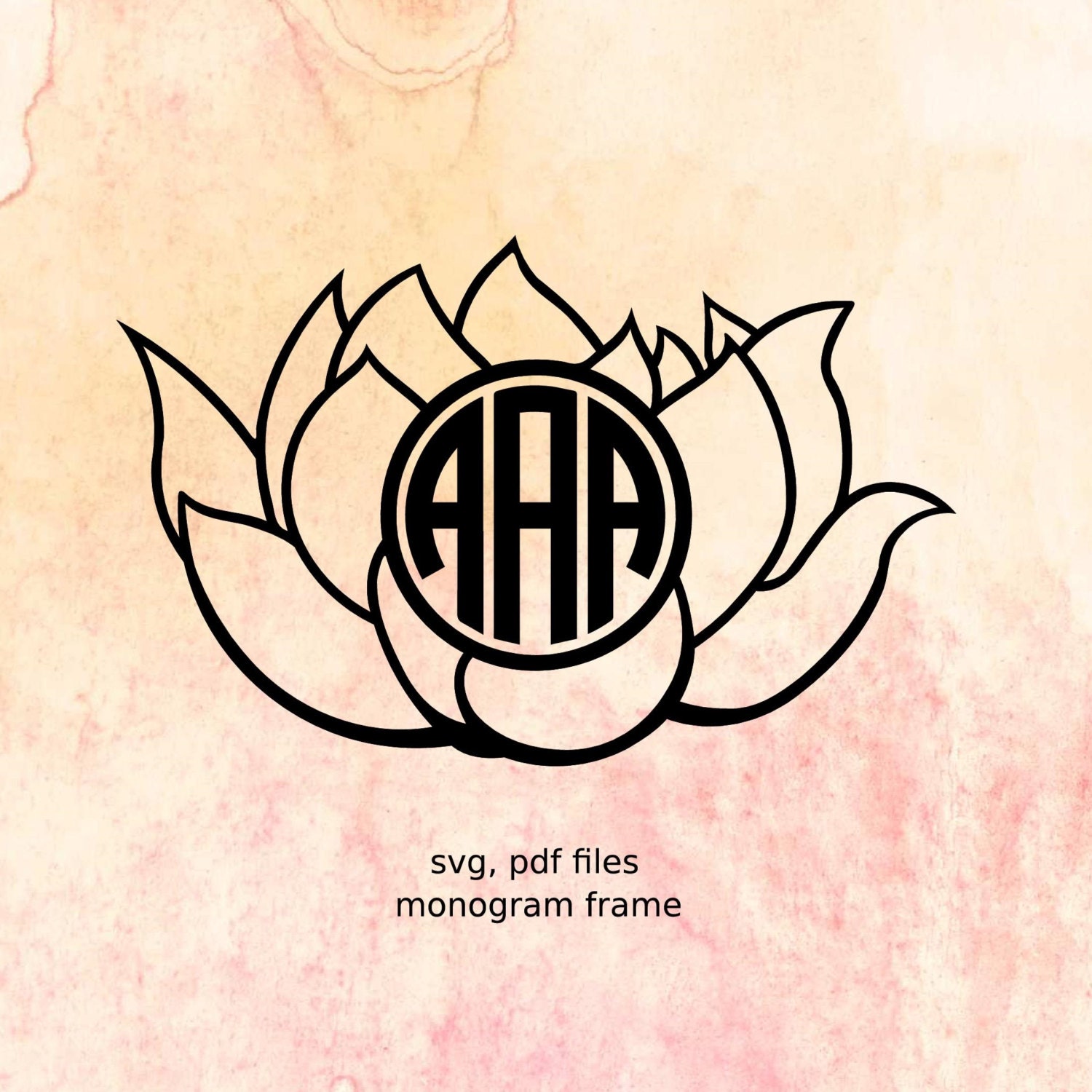 Lotus Monogram Frame SVG file for silhouette, svg file for cricut ...