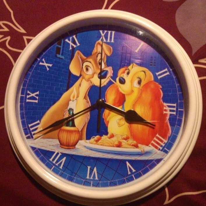 Lady and the Tramp Clock by SilhouettesbyMarie on Etsy