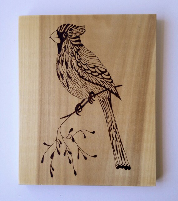 Cardinal wood sign wood burned sign by FireBrandWoodBurning