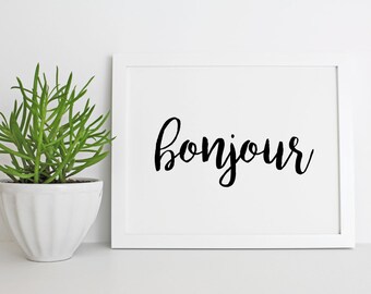 Bonjour sign | Etsy