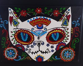 Day of the dead cat | Etsy