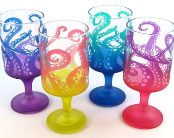 Octopus wine glass | Etsy