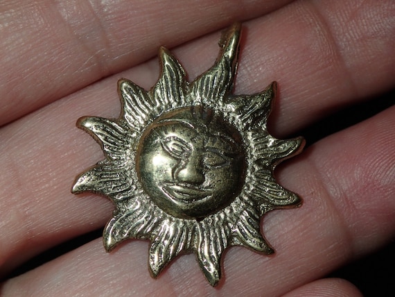 Brass Sun Face pendant