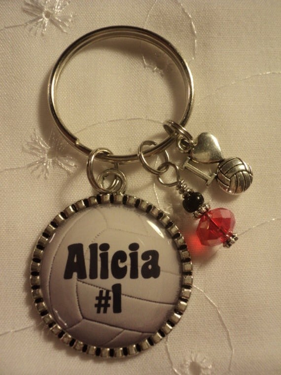 Personalized volleyball key chain with charms by chaleybrooke