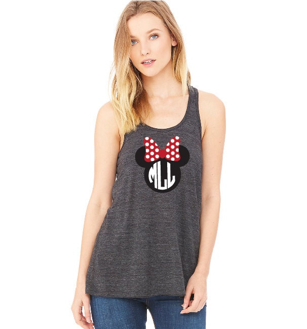 WOMENS Minnie Mouse Bow Loose Racerback Tank Top Disney Trip