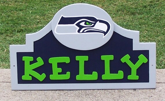 SEATTLE SEAHAWKS Sign with your NAME Custom Made Wood Decor