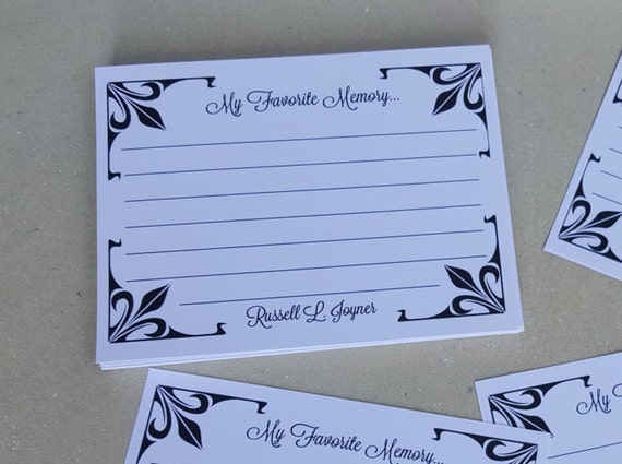 Custom My Favorite Memory Cards 4x6 Choice of Color