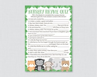 Whale Baby Shower Nursery Rhyme Quiz Game Printable Instant