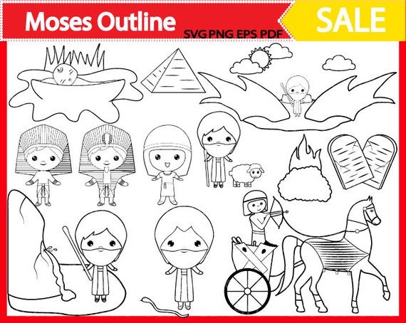Moses Outline Cutting Files SVG PNG EPS pdf jpg jpeg Instant