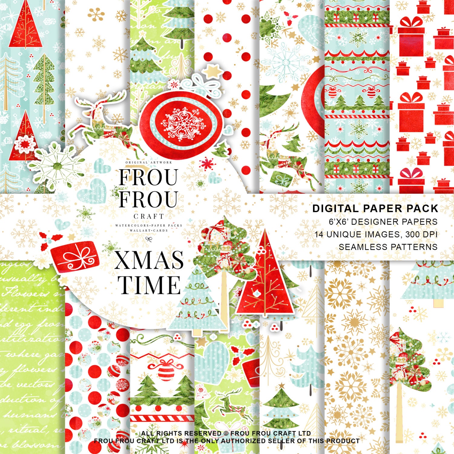 Christmas Scrapbook Papers Xmas Paper Pack Pastel Christmas