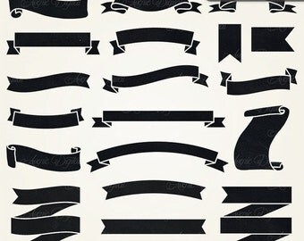 Items similar to SALE Green Watercolor Ribbon Banner Clipart. Scrapbook ...