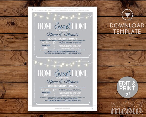 Housewarming Invitation Home Sweet Rustic Home New House