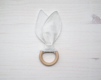 Items similar to Crochet Baby Teething Ring - Wood Teether Toy - Ships ...