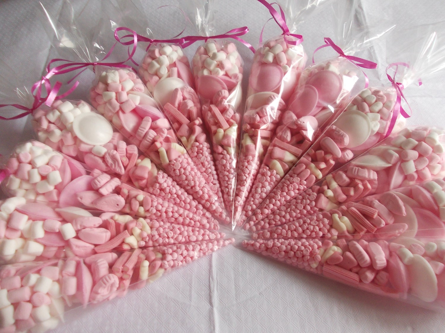 pink party sweet cone favours SET OF 20 christening Favoures