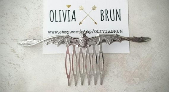 Large Bat Hair Comb Silver Bat Hair Comb Bat Hair Clip Hair
