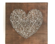 Unique heart string art related items | Etsy