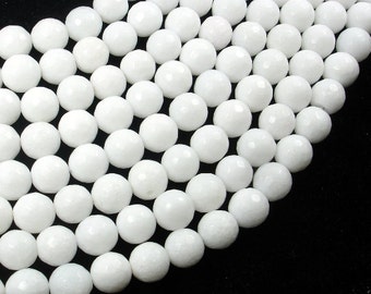 faceted white jade beads transparent jade round beads